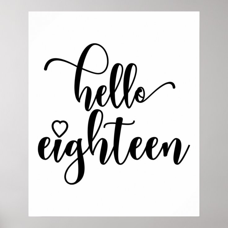 18th Birthday Women Hello 18 Cute 18 Years Old Poster | Zazzle.ch