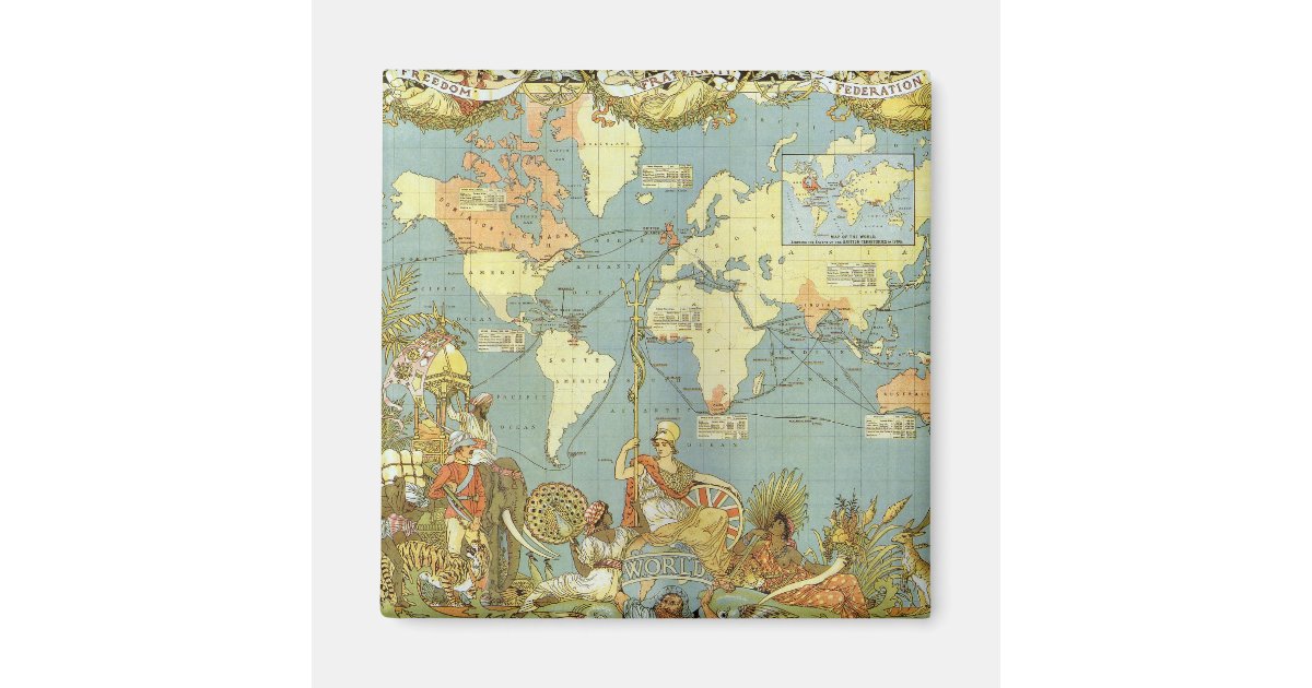 Antique World Map of the British Empire, 1886 Magnet | Zazzle.ch