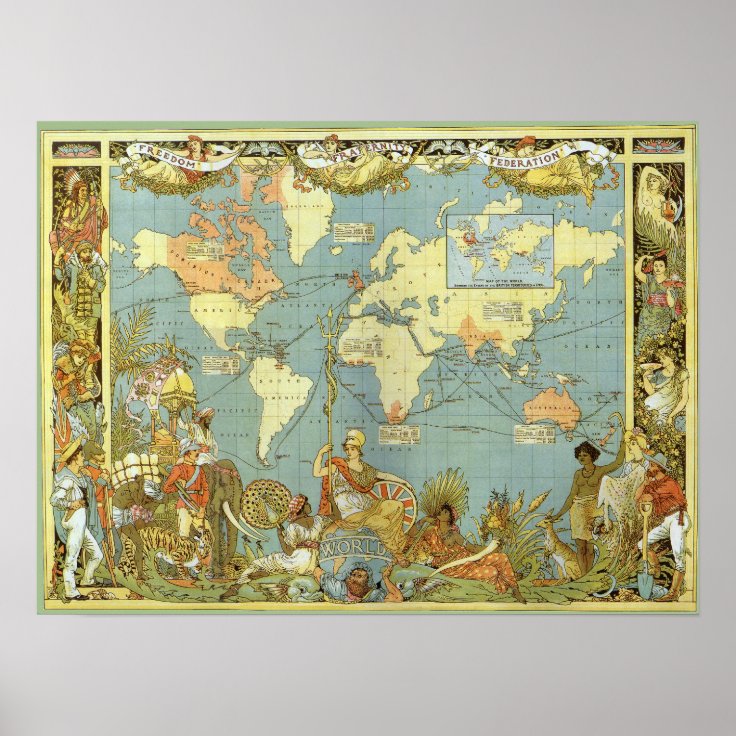 Antique World Map of the British Empire, 1886 Poster | Zazzle.ch