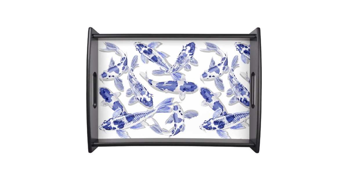 Blau und Weiß Koi Tablett | Zazzle.ch