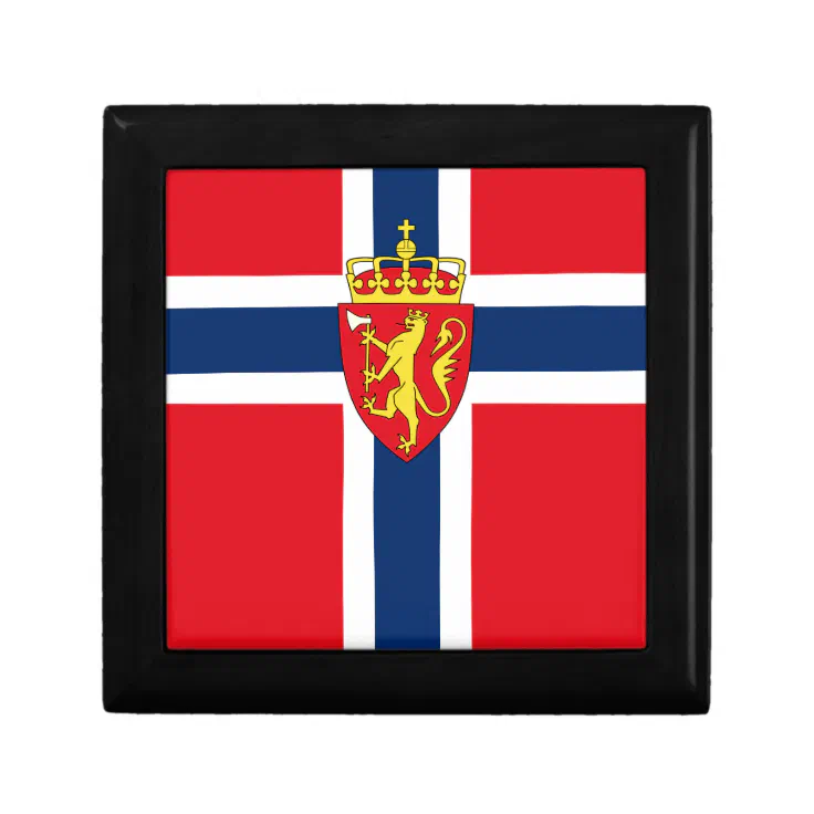 Boîte À Souvenirs Armoiries de la Norvège sur le drapeau de la Norvè ...