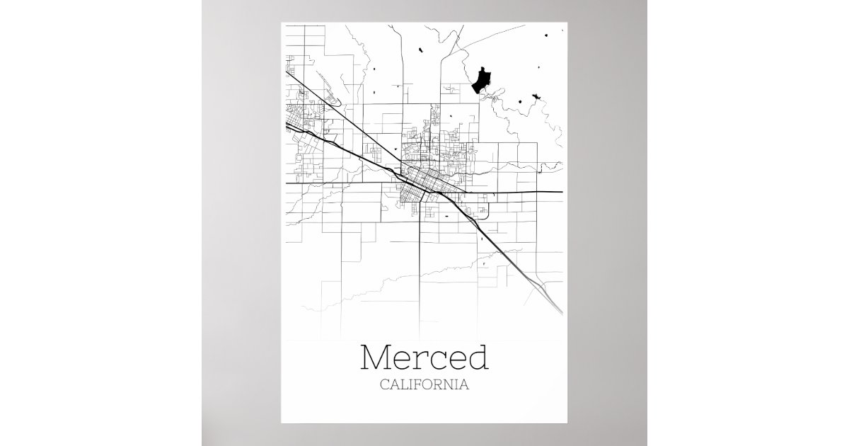 Carte Merced - California - City Map Poster | Zazzle.ch