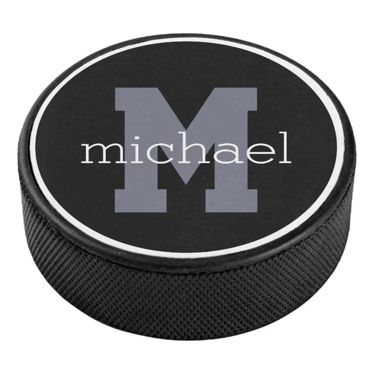 Custom monogram & name hockey puffer eishockey puck | Zazzle.ch