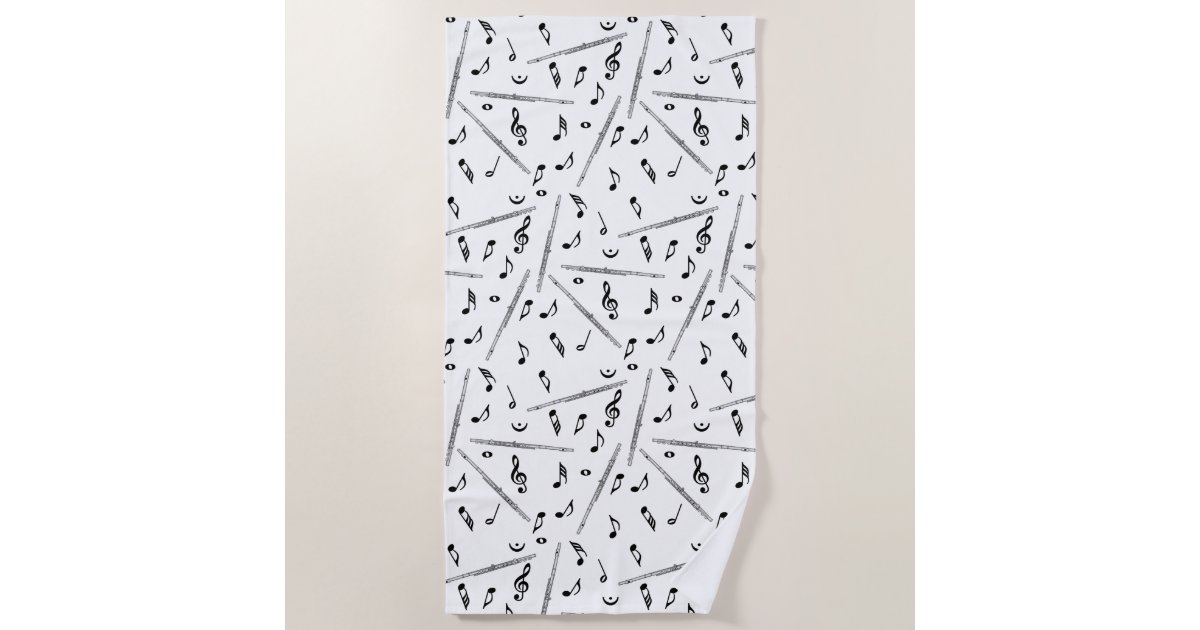 Flute Musiknote Pattern Strandtuch | Zazzle.ch