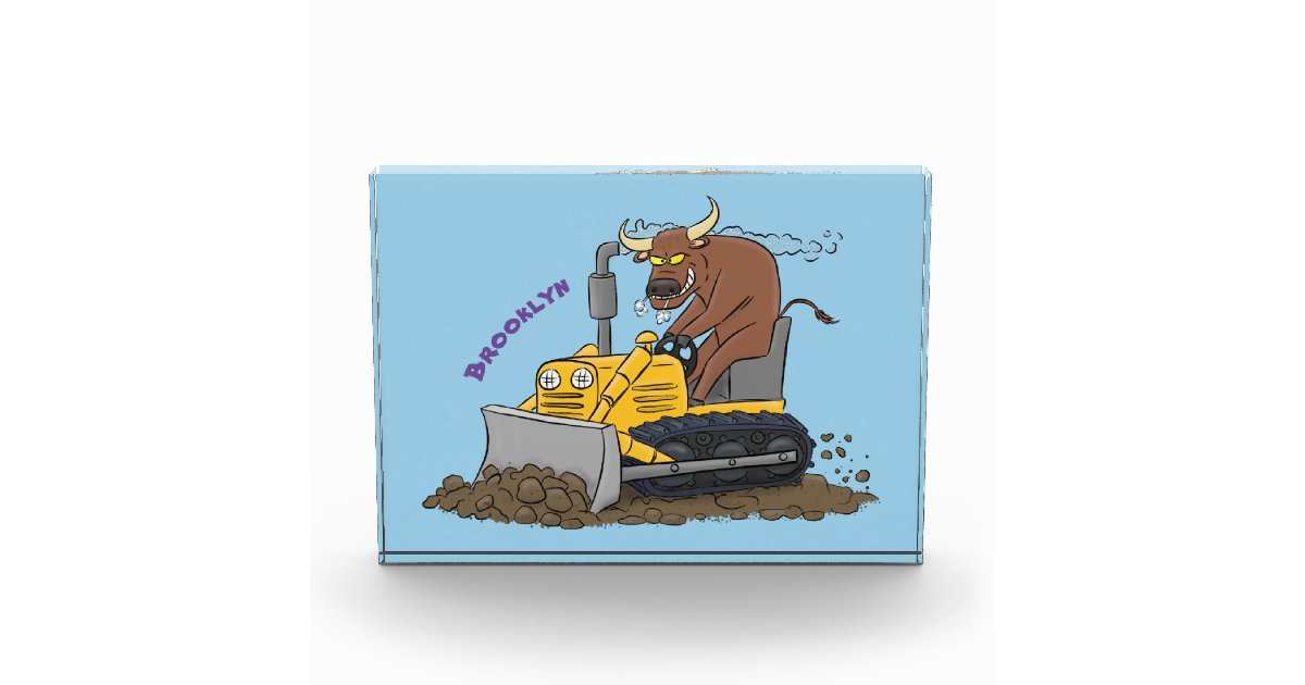 Funny Bulldozer Driving Cartoon Fotoblock | Zazzle.ch
