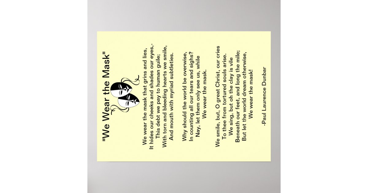Gedicht "Wir tragen die Maske" Poster | Zazzle.ch