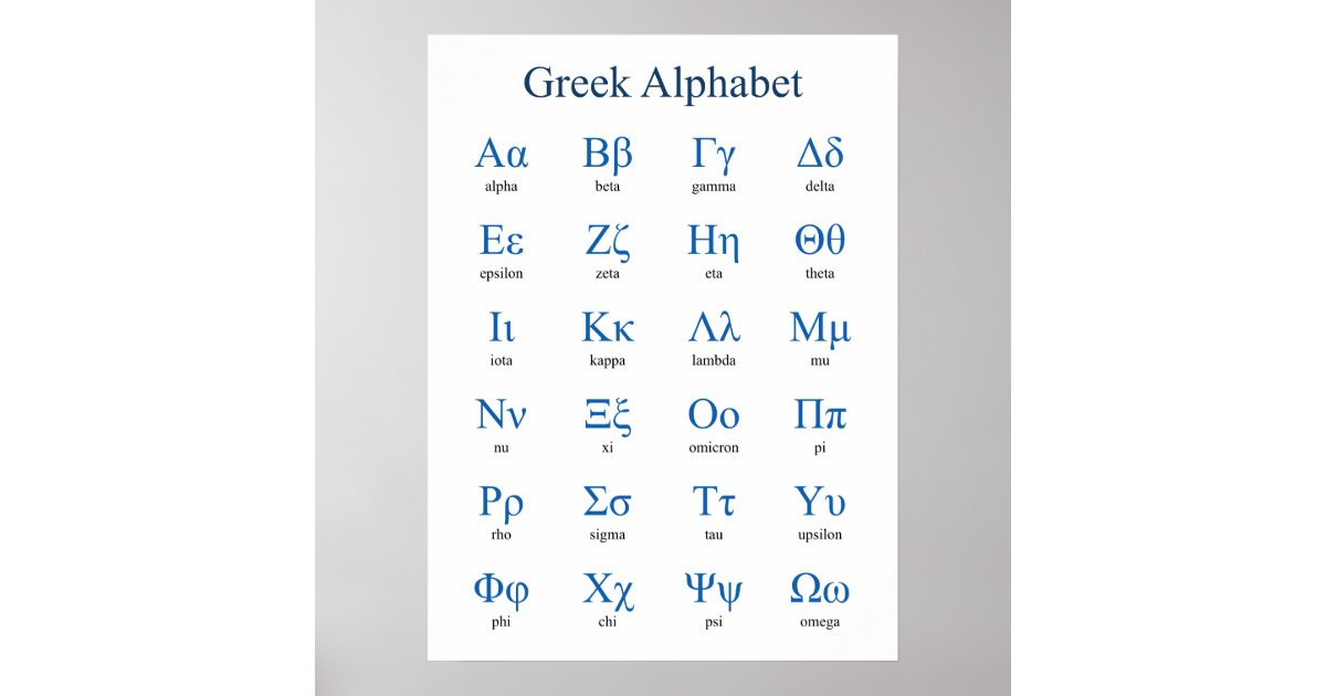 Griechisch Alphabet Vertical Poster | Zazzle.ch