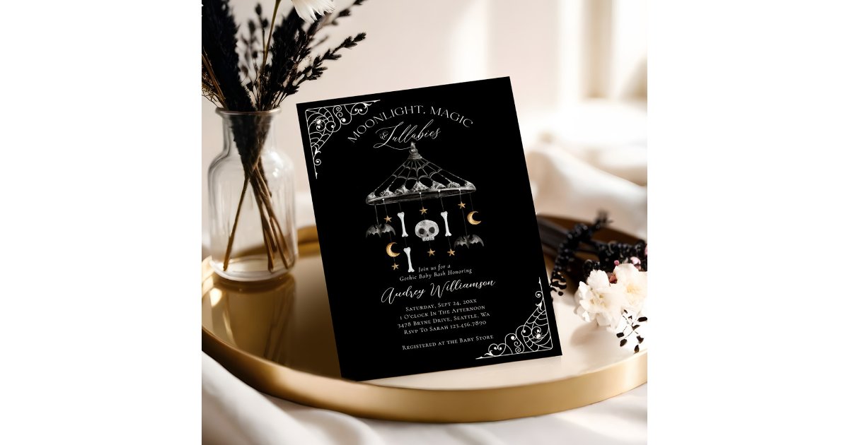 Invitation Cute Black Vintage Goth Mobile Baby shower Éffraya | Zazzle.ch