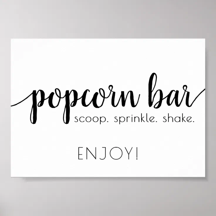 Minimalistisches Skript | Popcorn Bar Sign Geblüht Poster | Zazzle.ch