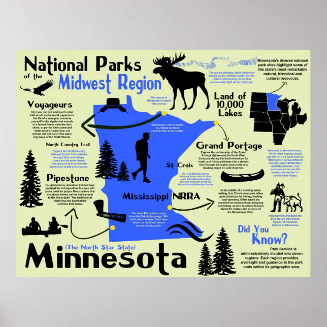 Minnesota National Parks Infografik Karte Poster | Zazzle.ch