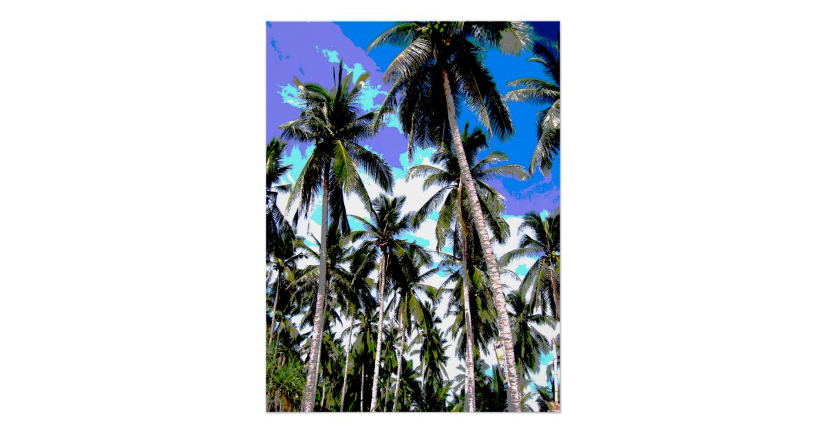 Palmen Design Posterisierte Wirkung Poster | Zazzle.ch