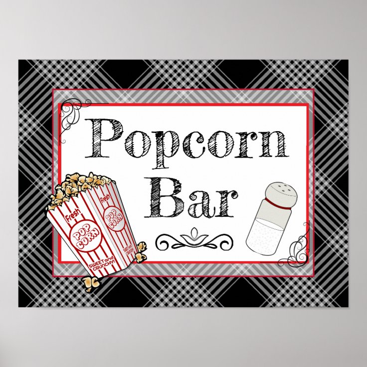 Popcorn Bar Wedding oder Baby Shower Sign Poster | Zazzle.ch
