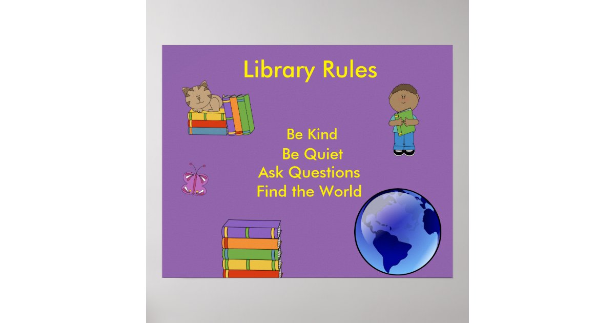 Posters en classe - Règles de bibliothèque | Zazzle.ch