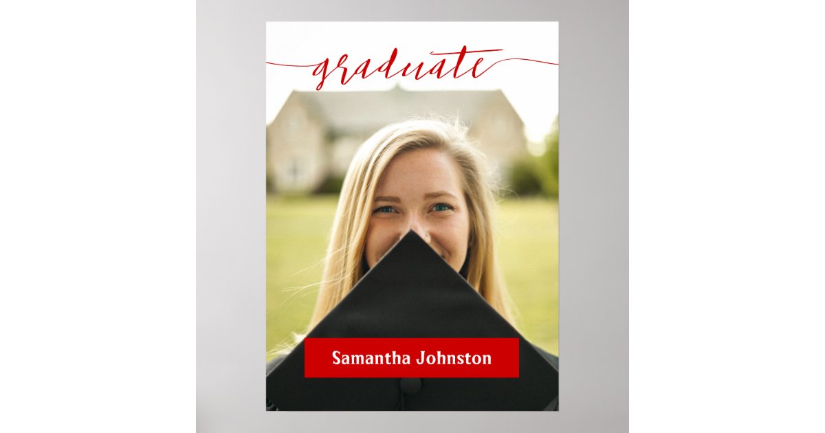 Red Graduate Script Modernes Foto Poster | Zazzle.ch