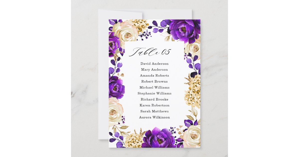 Royal Lila Violet Gold Botanic Seating Chart I Einladung | Zazzle.ch