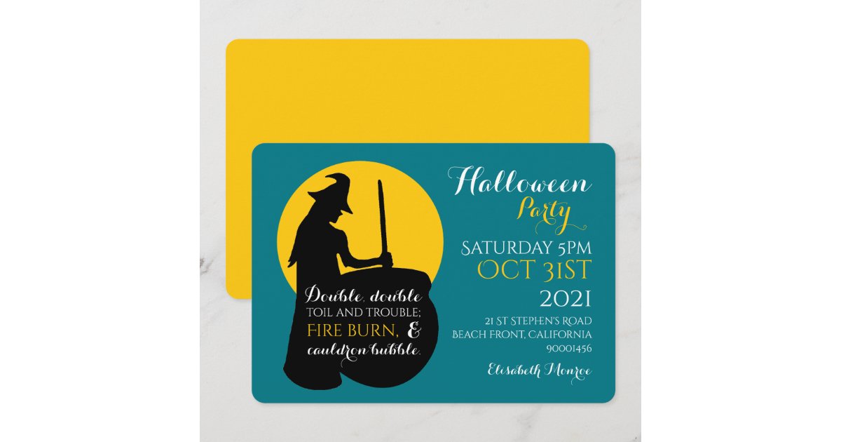Sorcière et Lune Magic Spell Party Invitation | Zazzle.ch