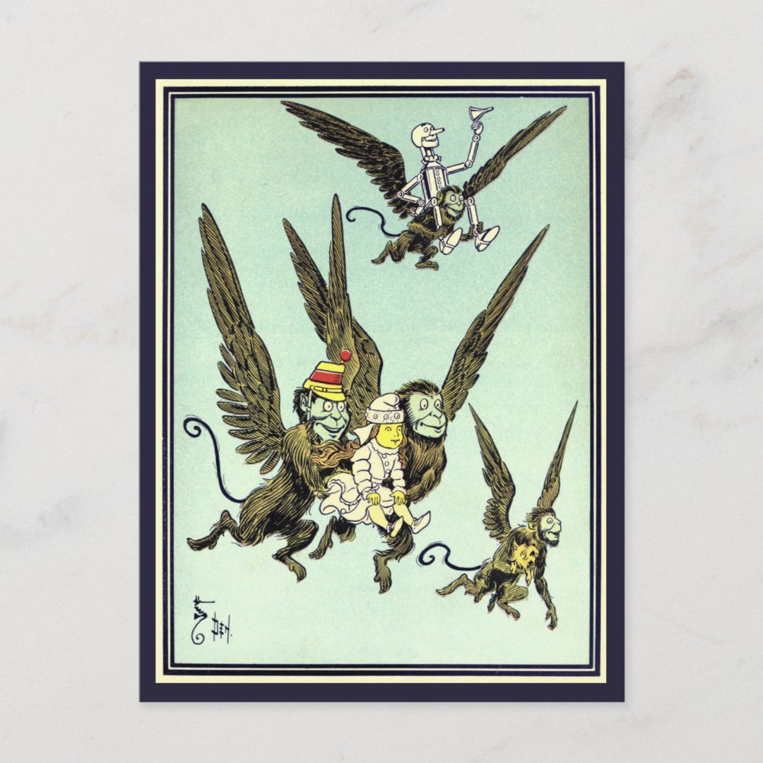 Vintager Zauberer von Oz, fliegende Affen mit Doro Postkarte | Zazzle.ch